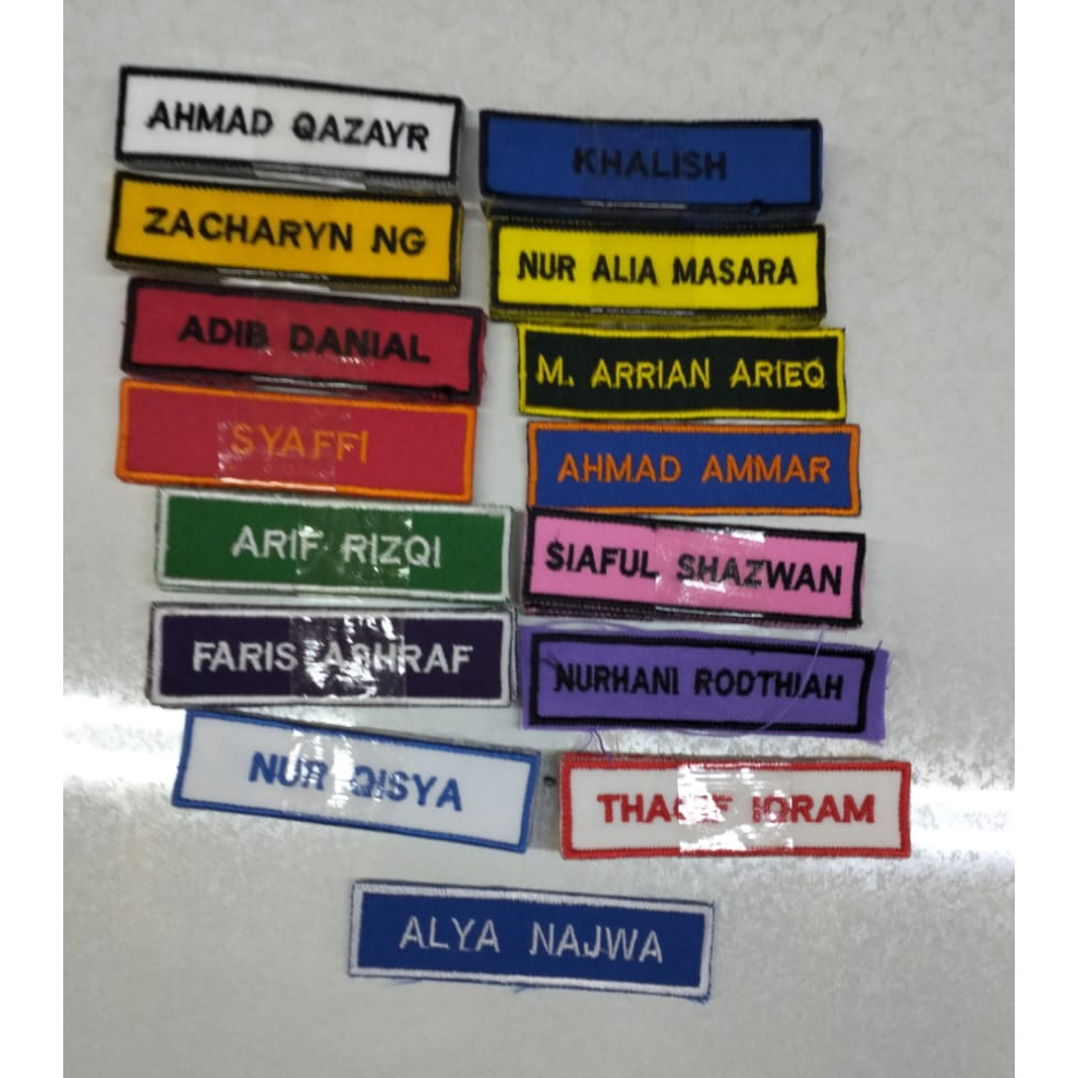 Tanda Nama Murid Kain Bersulam Sekolah / Embroidery School Nametag ...