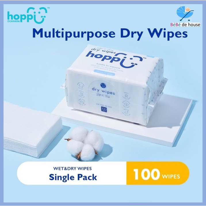 Hoppi Premium Dry Wipes / Baby Wipes / Cleaning Wipes ( 100 Wipes Pack ...