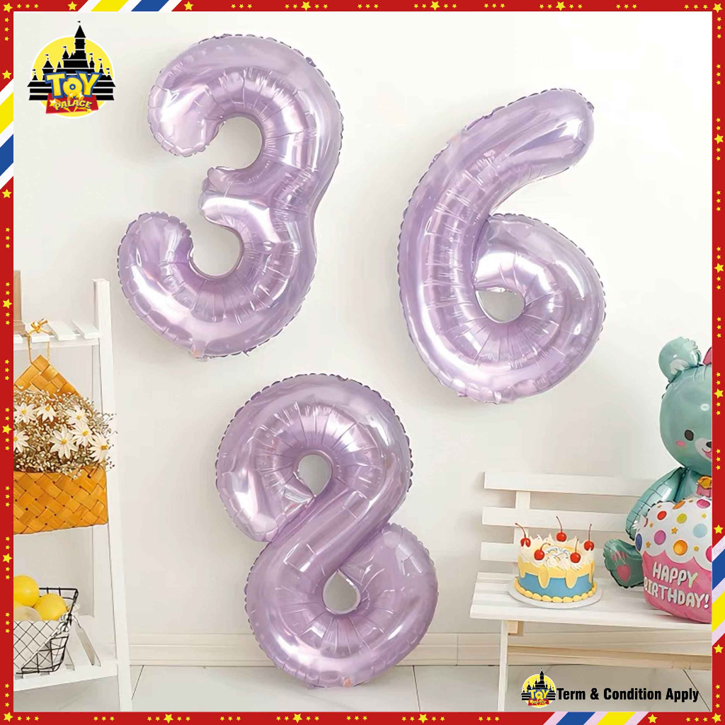 32 inch Number Crystal Purple Balloons Foil Birthday Party | Shopee ...
