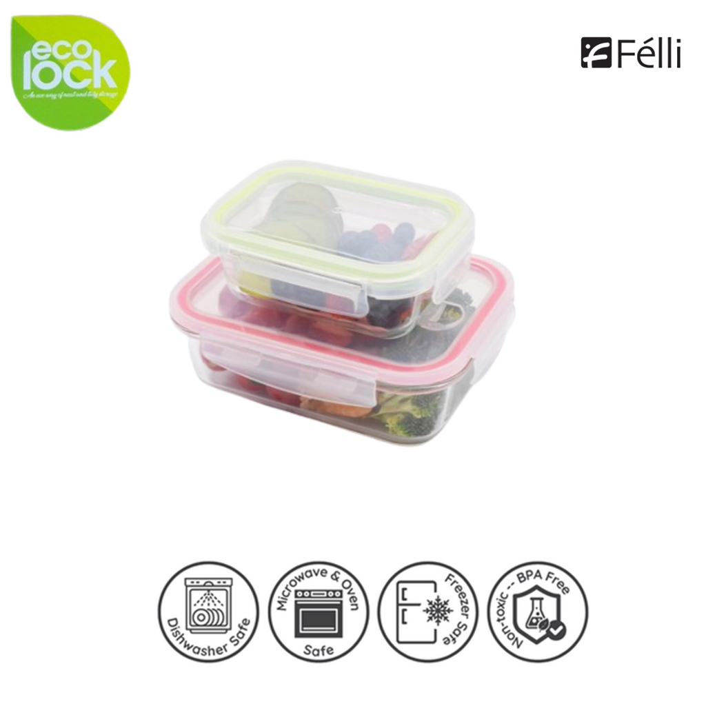 Felli Ecolock Borosilicate Glass Food storage Continer set ( 2 PC ...
