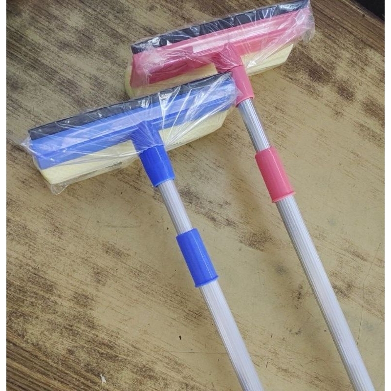 2 in 1 Squeegee Window Wiper Extendable Pole Sponge Glass Washer ...