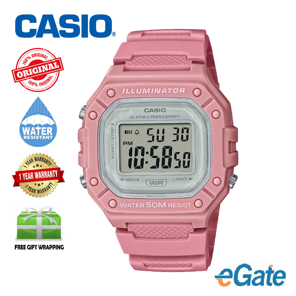 Casio General W-218HC-4AV Pink Resin Band Men Youth Watch | Shopee Malaysia