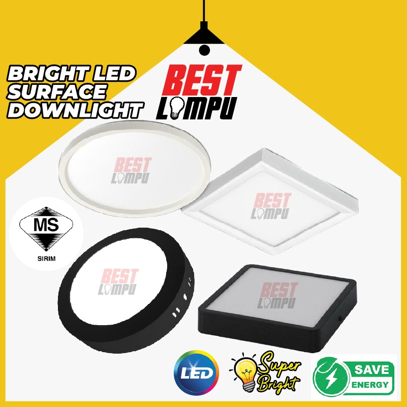 2 YEARS WARRANTY SIRIM LED Surface Downlight 6'/8'/12' Round Square Surface Mount Light Lampu ...