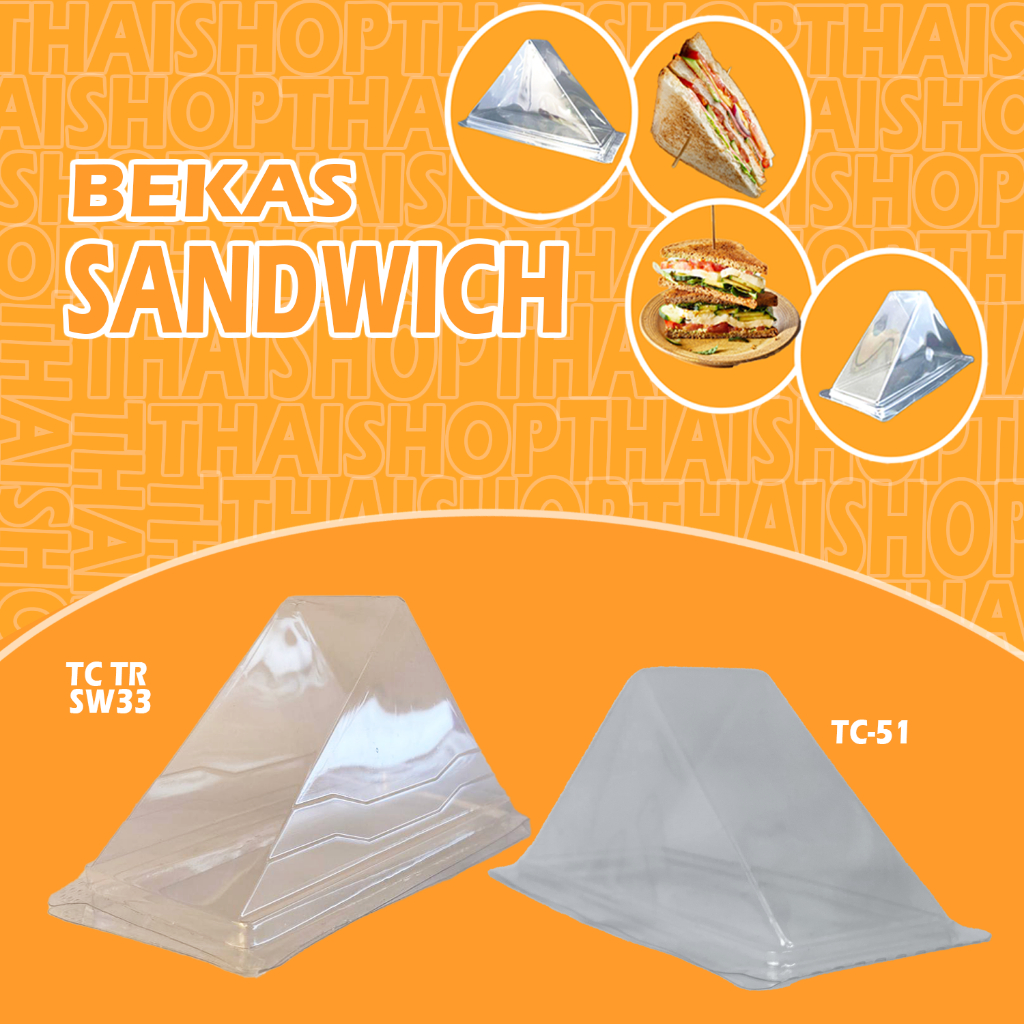 Bekas Sandwich Plastik PET Brand TC TR-SW333 TC-51 100 pcs Sandwich Box ...