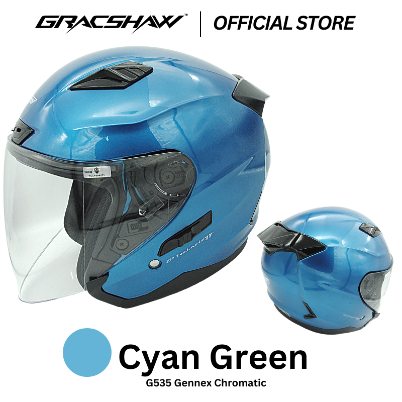 Gracshaw G535 Gennex Chromatic Plain Colours Helmet Double Visor Open ...