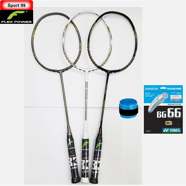 Flex Power TJ Power Series Siap Pasang Tali BG66 4 Knot + Foc Overgrip ...