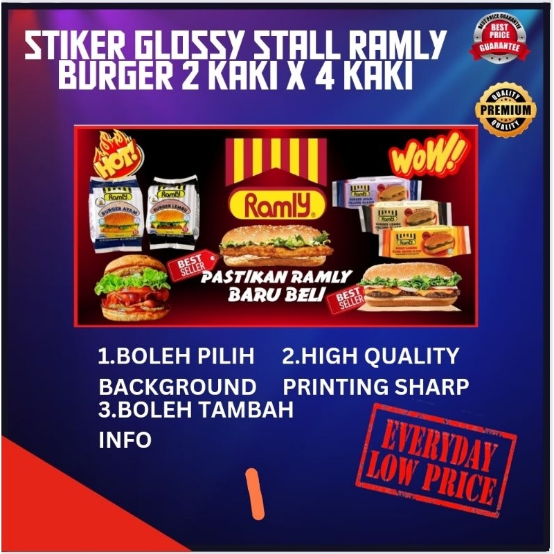 stiker water proof ramly burger menu burger saiz 2kaki x 4 kaki custom ...
