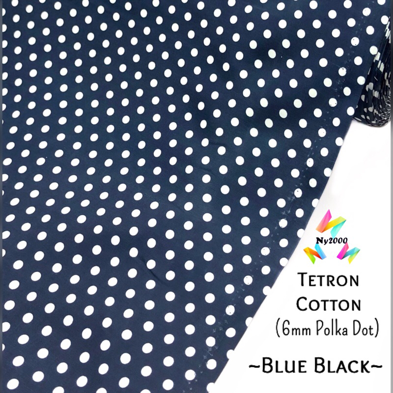 Kain Tetron Cotton TC (Polyester) Corak 6mm Polkadot (Bidang 48 inci ...