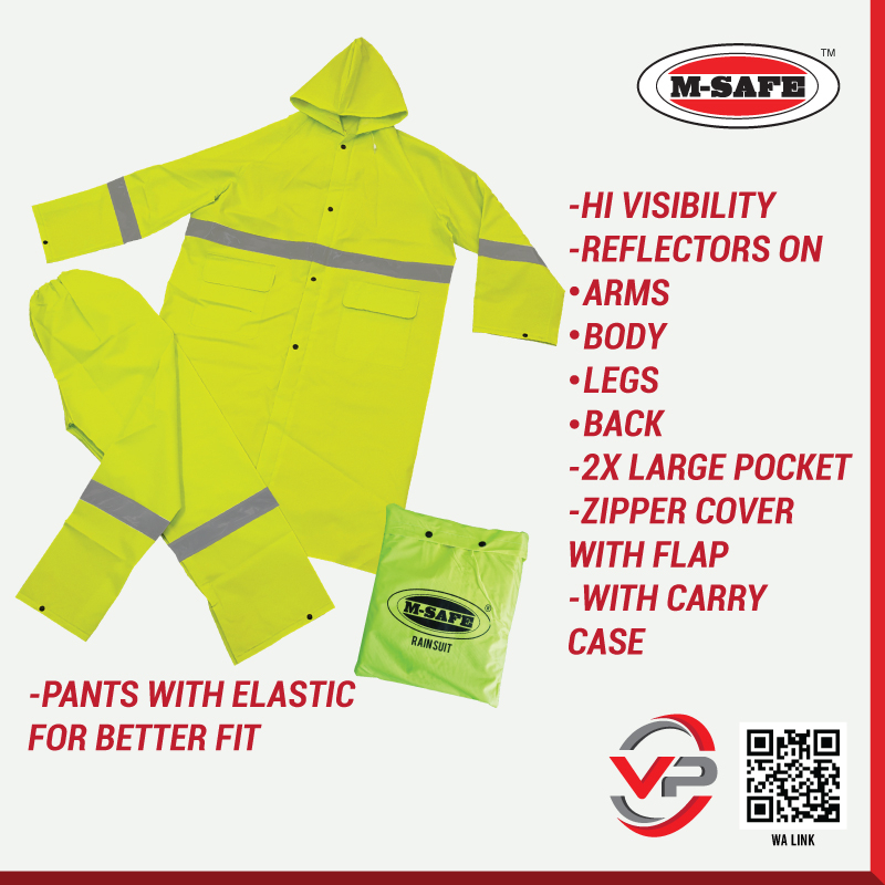 M-SAFE HEAVY DUTY PVC RAIN SUIT WITH REFLECTOR HIGH VISIBILITY SAFETY ...