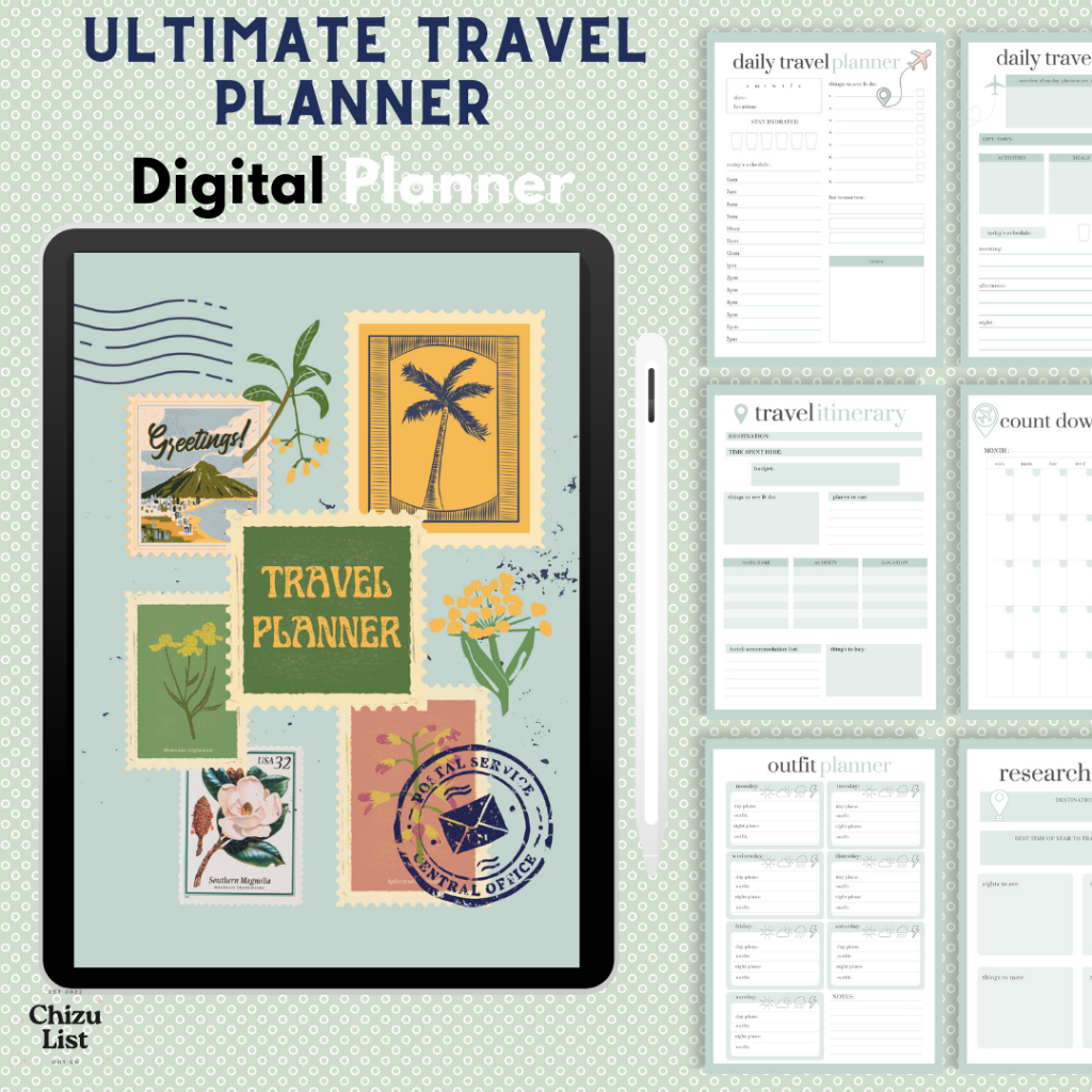 Pdf Digital Planner Undated Ultimate Travel Checklist Tracker