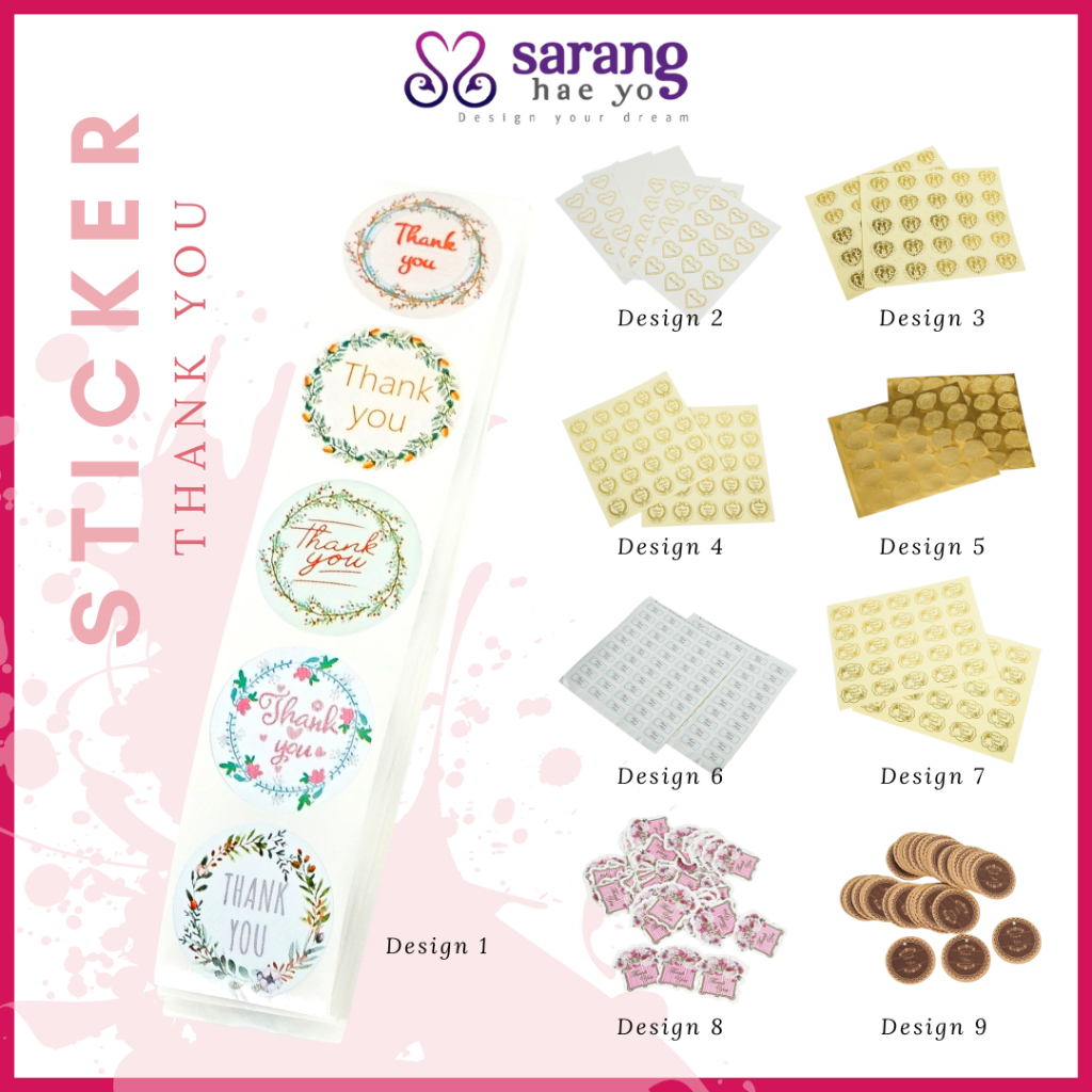 50 Pcs Thank You Sticker Terima Kasih Doorgift Wrapping Packing Wedding ...