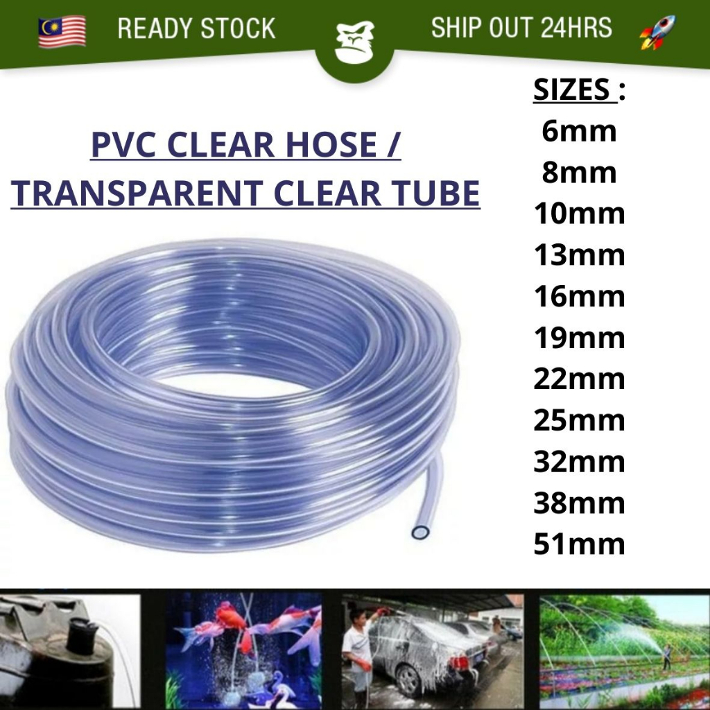 [SELL BY ROLL] PVC Transparent Clear Hose Pipe Air Line Tube Paip Air ...