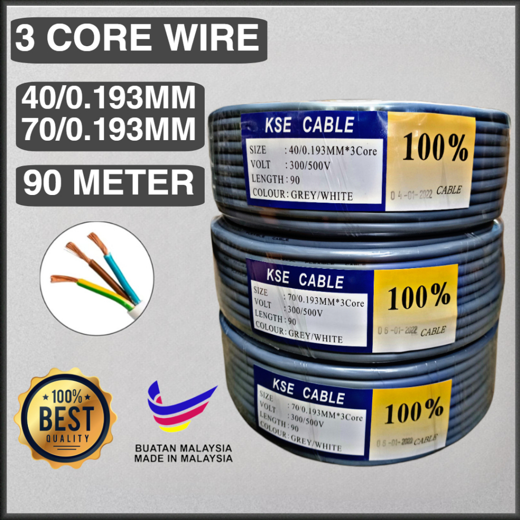 3 Cores Cable 40/0.193MM 70/0.193MM X 3C 100% PVC Wire Cable Flexible 3 ...