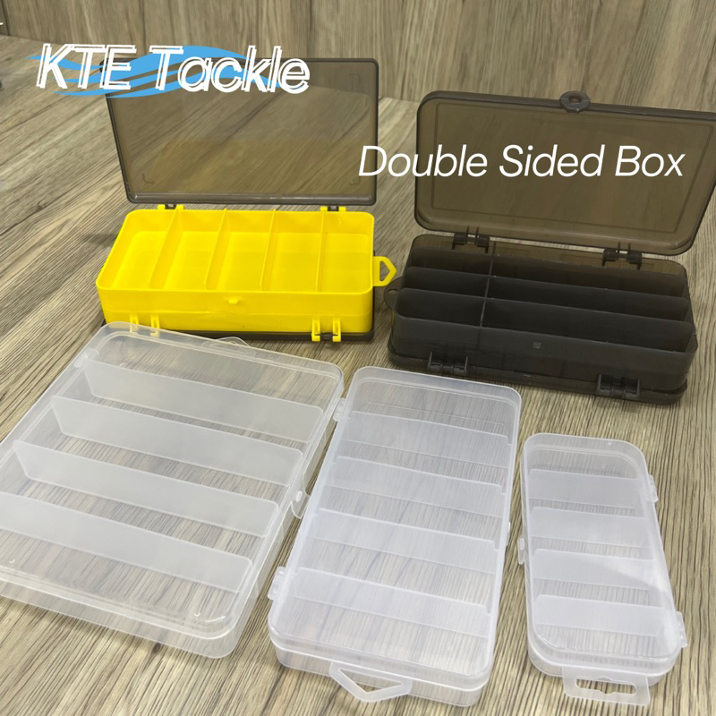 【KTE】 Pancing Box 18x10x5CM Kotak Gewang Kotak Mancing Double Side Open Tackle Box Lure Box ...