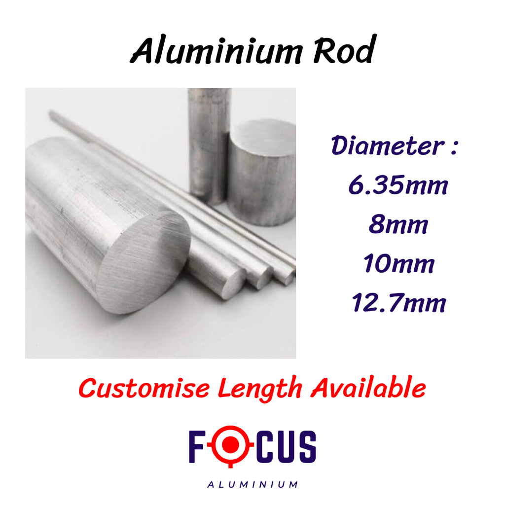 🇲🇾 ALUMINIUM SOLID ROD DIA 6.35 / 7.35 / 10 / 12.7mm SOLID ROUND BAR ...