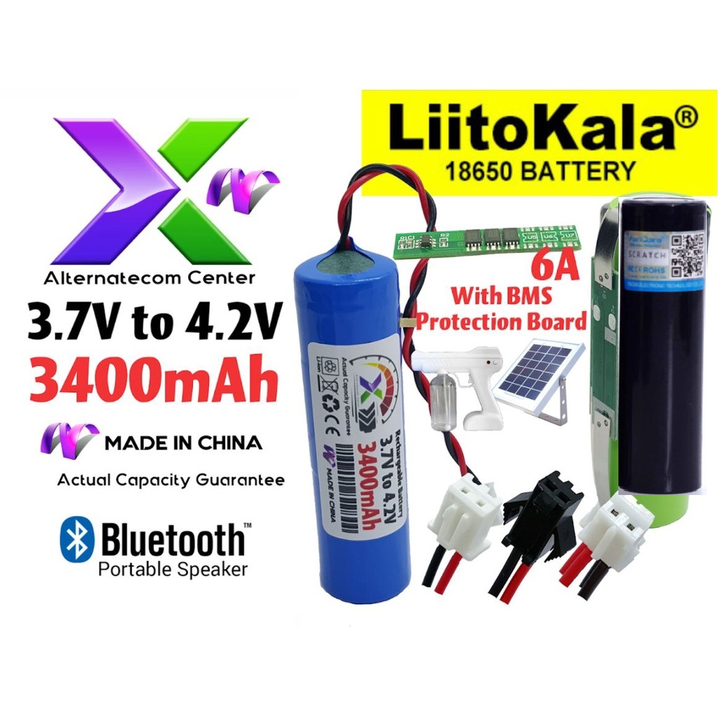 LiitoKala 18650 3.7V 4.2V 3400mAh Rechargeable Lithium li Ion Battery ...
