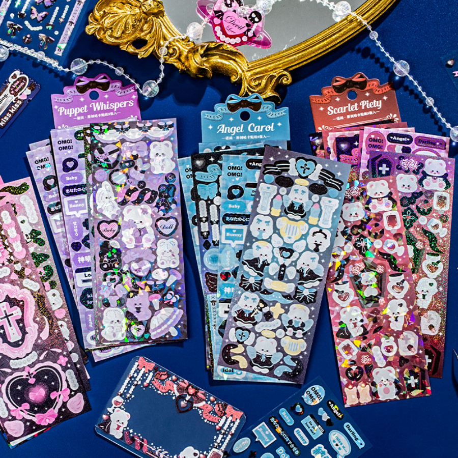 Cartoon Sticker Hologram Sweet Cool Bunny Dairy Sticker Toploader Deco ...