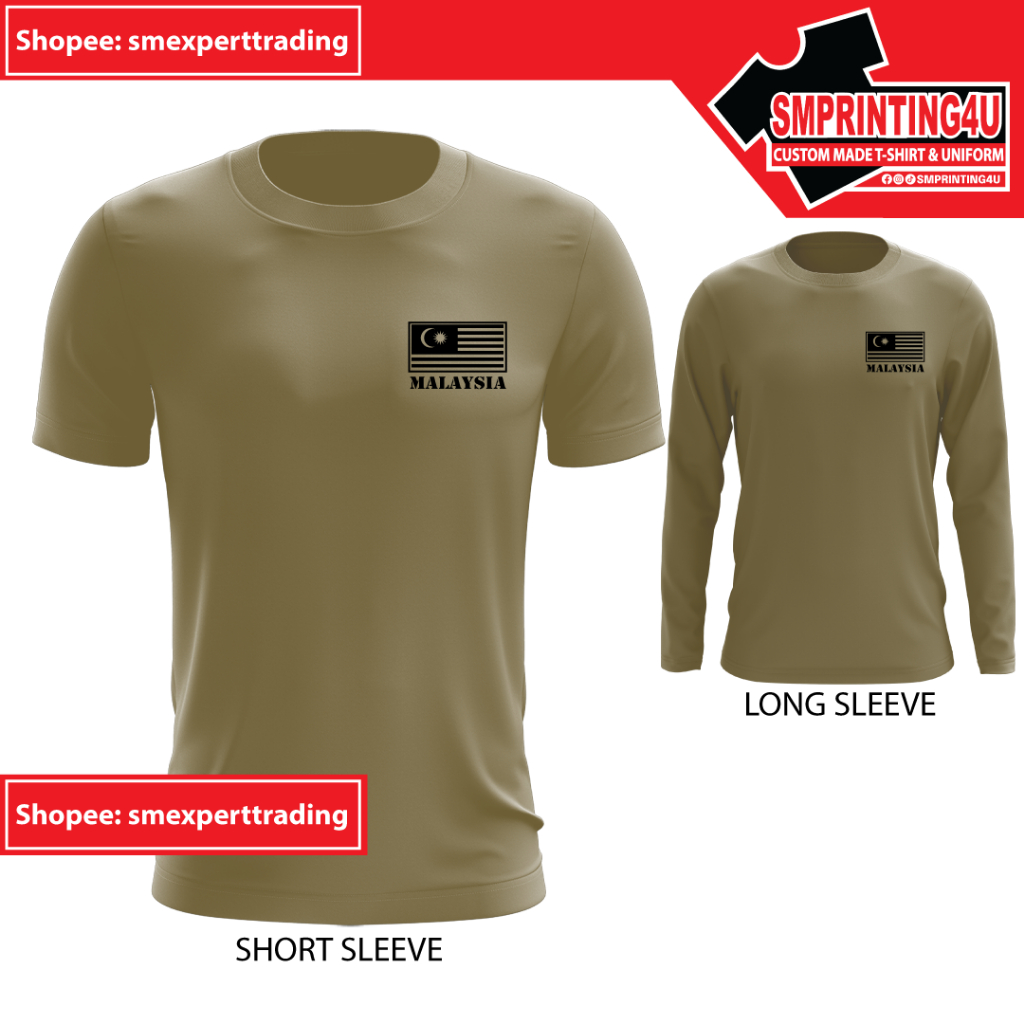 SM 005 Bendera Malaysia Army Style T-Shirt Microfiber Warna Sand Khaki ...