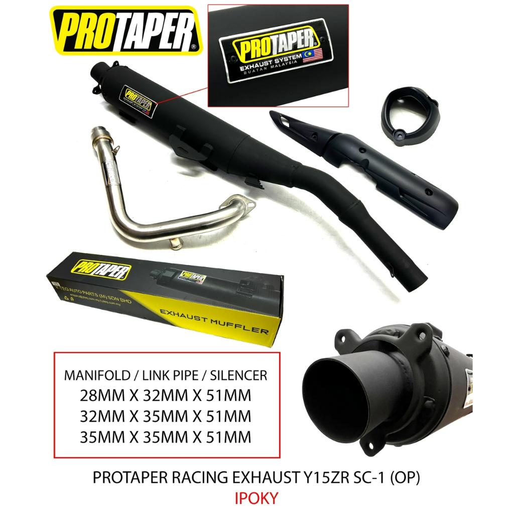 PROTAPER RACING EXHAUST STD OPEN [ SC-1 STD ] Y15 V1-V2 [ 28MM / 32MM ...