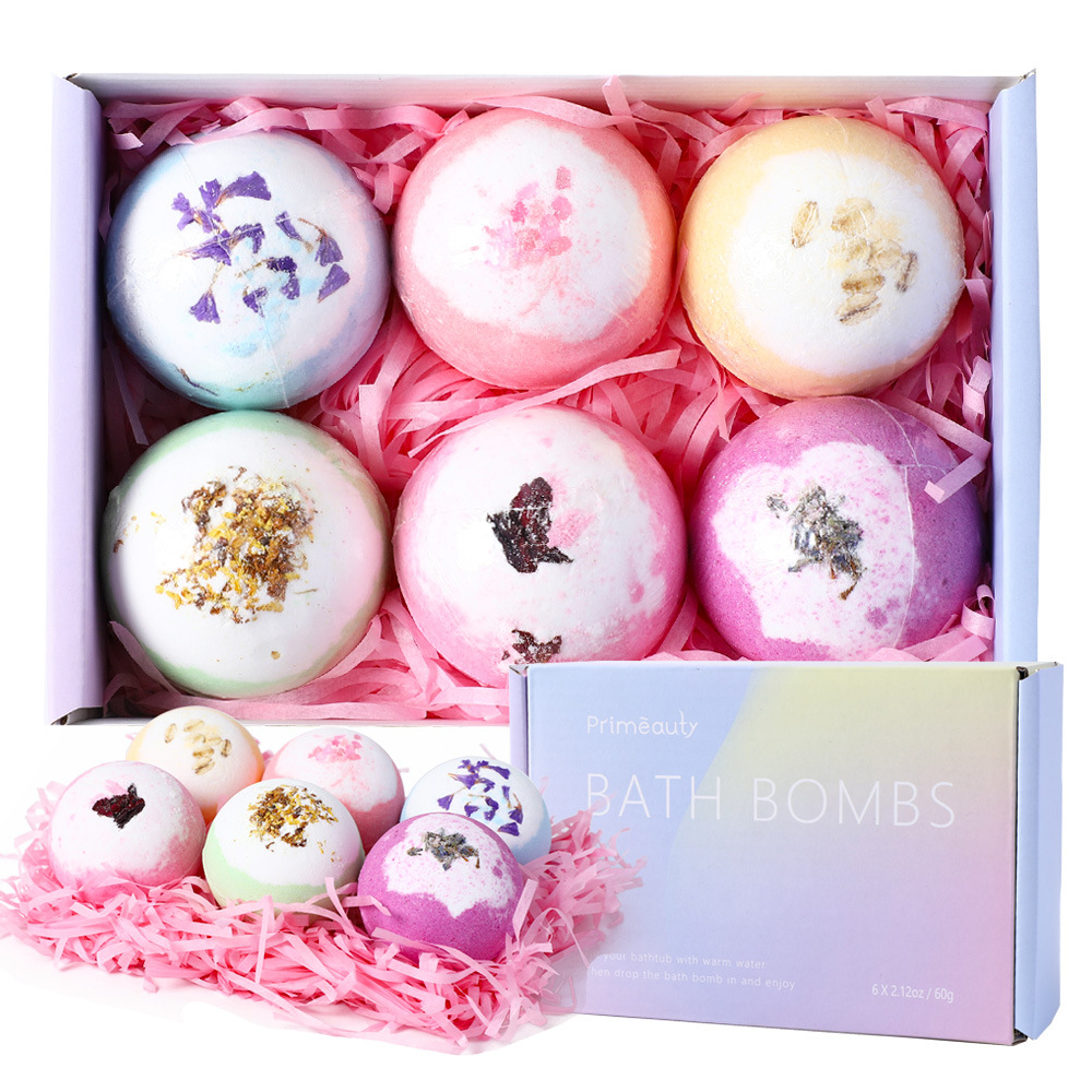 Bath bomb Set 6pc bath boom bath Foam bath tub Dried Flower Essential ...