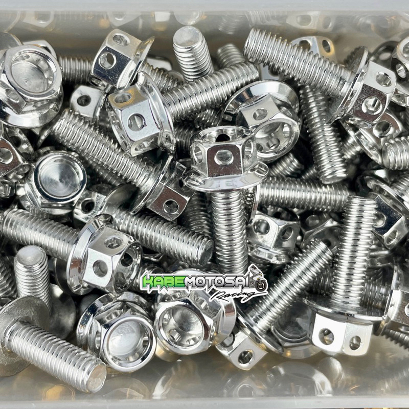 🏁 (1 BIJI) SKRU M10 SAIZ 14 thread 10mm TITANIUM GOLD CHROME 🏁 ORIGINAL ...