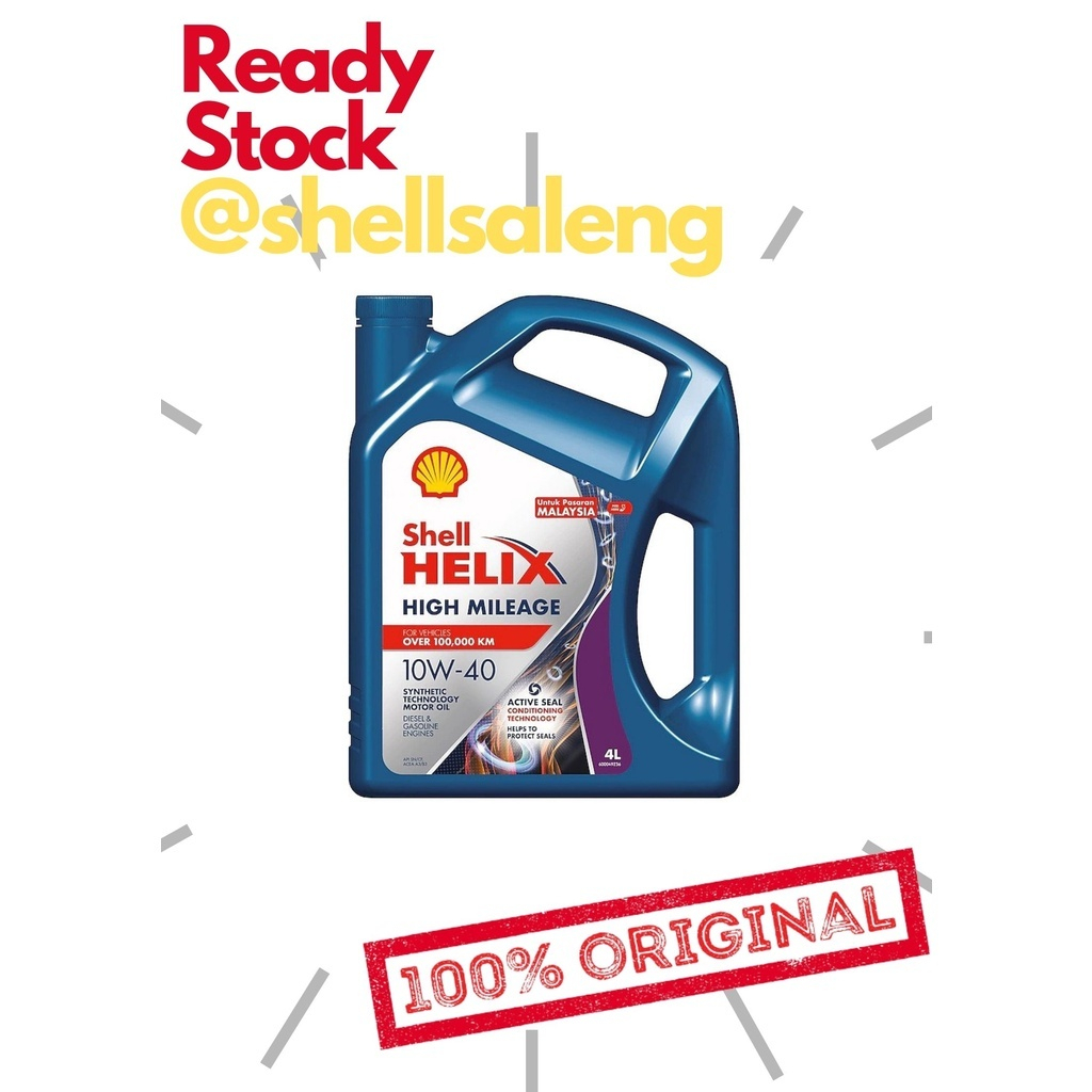 Shell Helix High Mileage 10W-40 Engine Oil Semi Synthetic | Shopee Malaysia