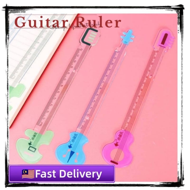 [JustLikeMusic]Primary School Students 12cm Ruler Guitar Shape Ruler ...