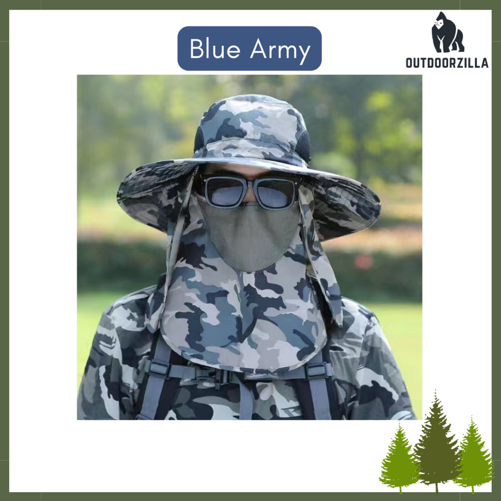 Fishing Hat Neck Flap Waterproof Full Face Cover Topi Penutup Anti ...