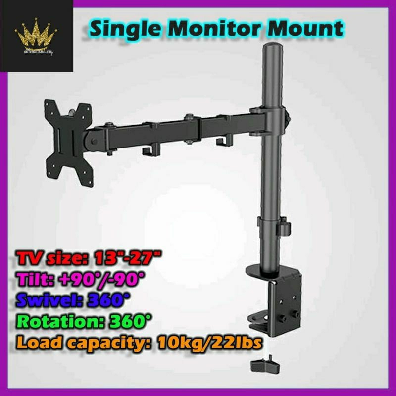 Single Monitor Mount with C-Clamp Single Adjustable Stand Monitor Arm ...