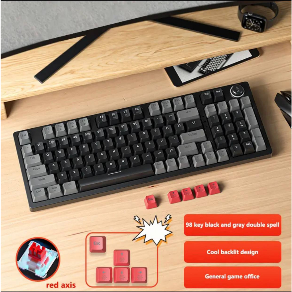 ZIFRIEND ZA-981 Mechanical Keyboard Blue Red Switch Wired 98 Keys RGB ...