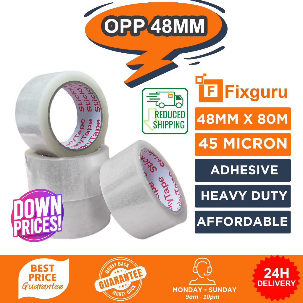 Fixguru 48mm OPP Tape / Cello Tape / Multisize Adhesive Package / Tapes ...