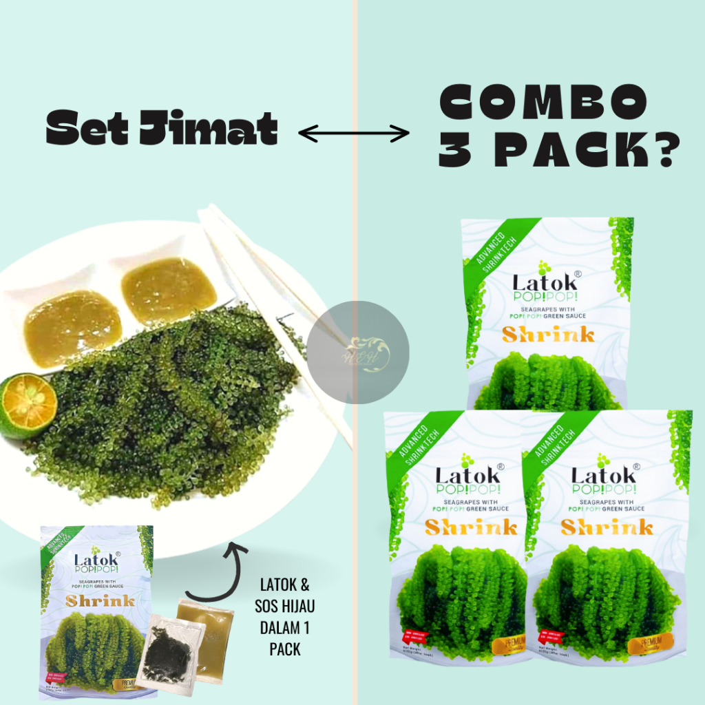 🚚COMBO 3 PACK🚚LATOK POP POP / SEAGRAPE / RUMPAI LAUT/ SOS HIJAU 🍇Latok Pop Pop Shrink | Shopee ...