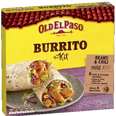 Old El Paso Mexican Burrito Kit with 1 Mild Beans & Chilli Spice Mix ...