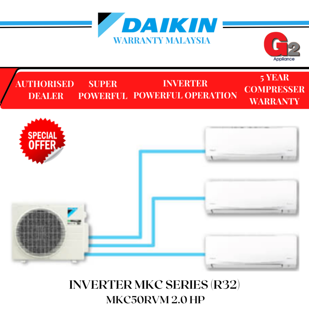 Daikin (Ready Stock+Fast Shipping) MULTI SPLIT Inverter MKC series(R32 ...