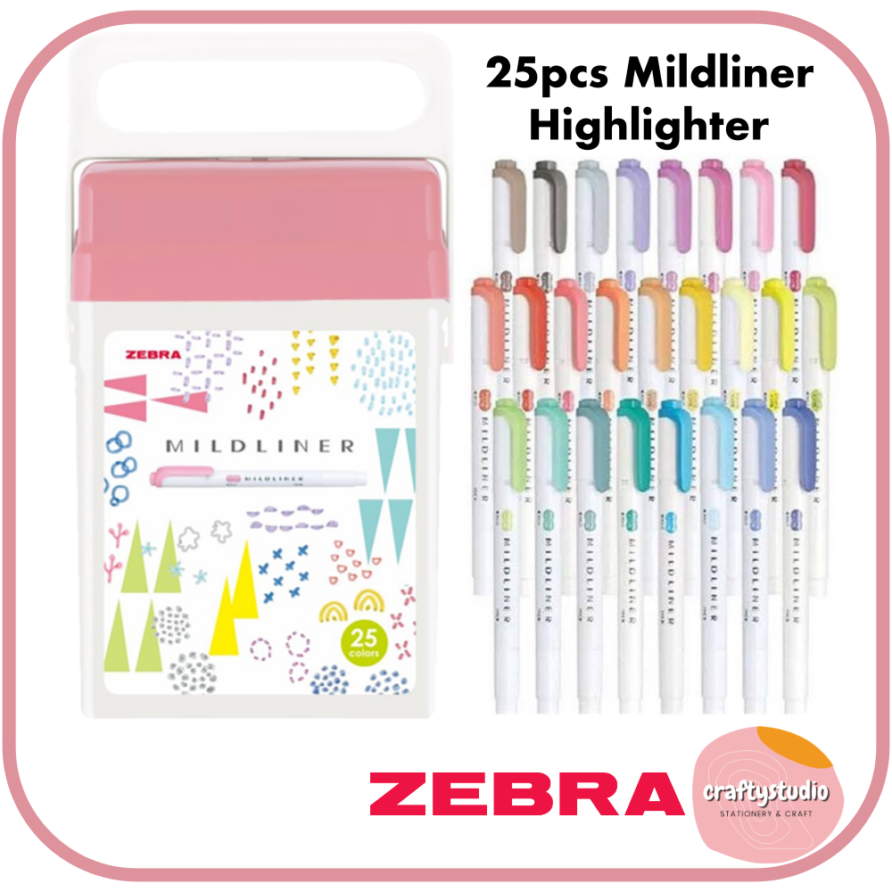 (LIMITED EDITION) 25 pcs Zebra Mildliner Highlighter Pen, Double Sided ...