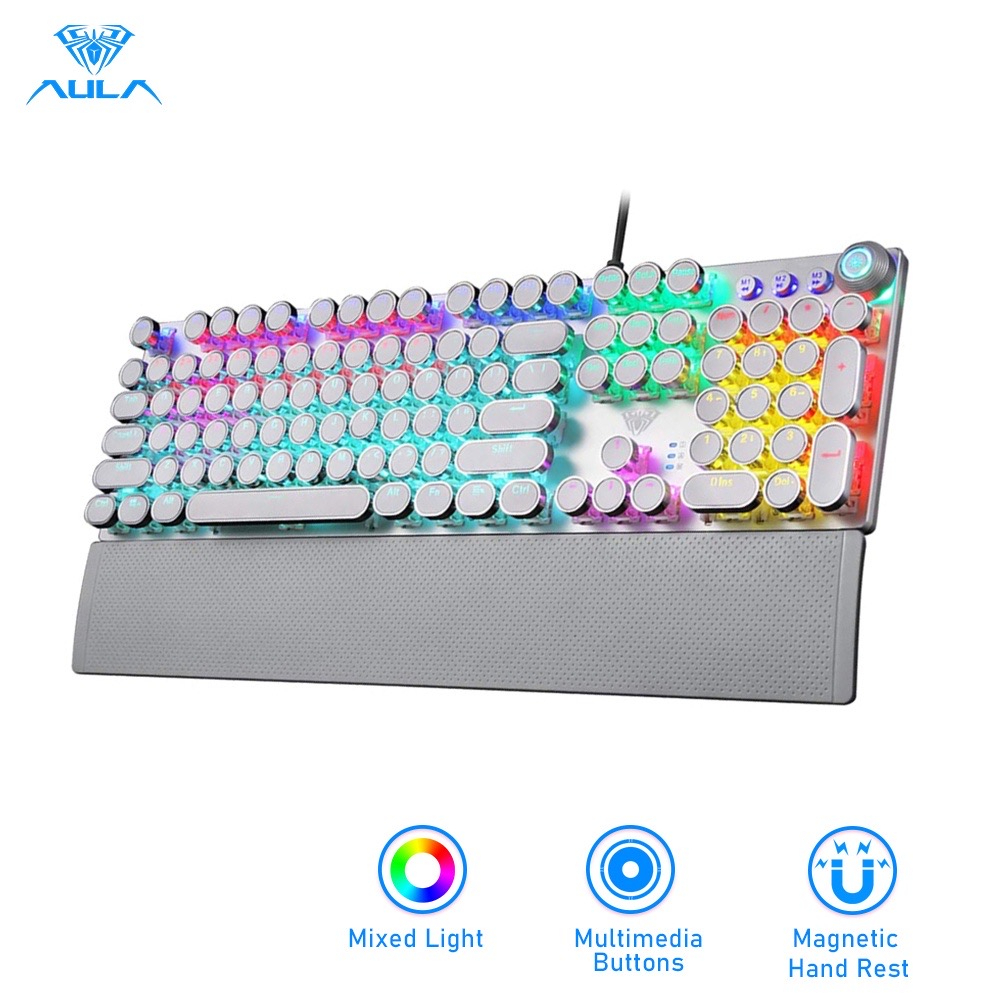 AULA F2088 PUNK Mechanical Gaming Wired Keyboard wrist rest Multimedia ...