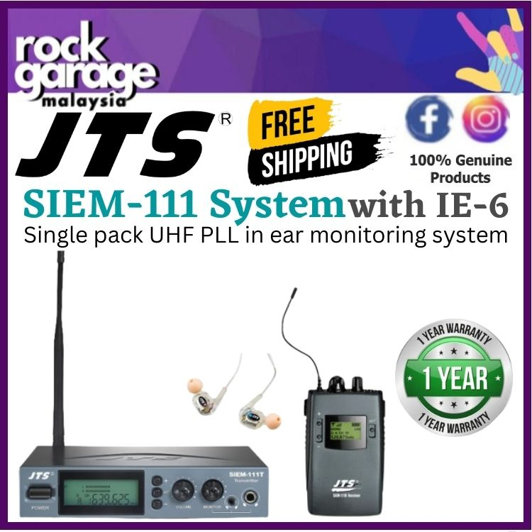 JTS SIEM-111 Single pack UHF PLL in ear monitoring system with IE-6 earphone ( SIEM111 / SIEM ...