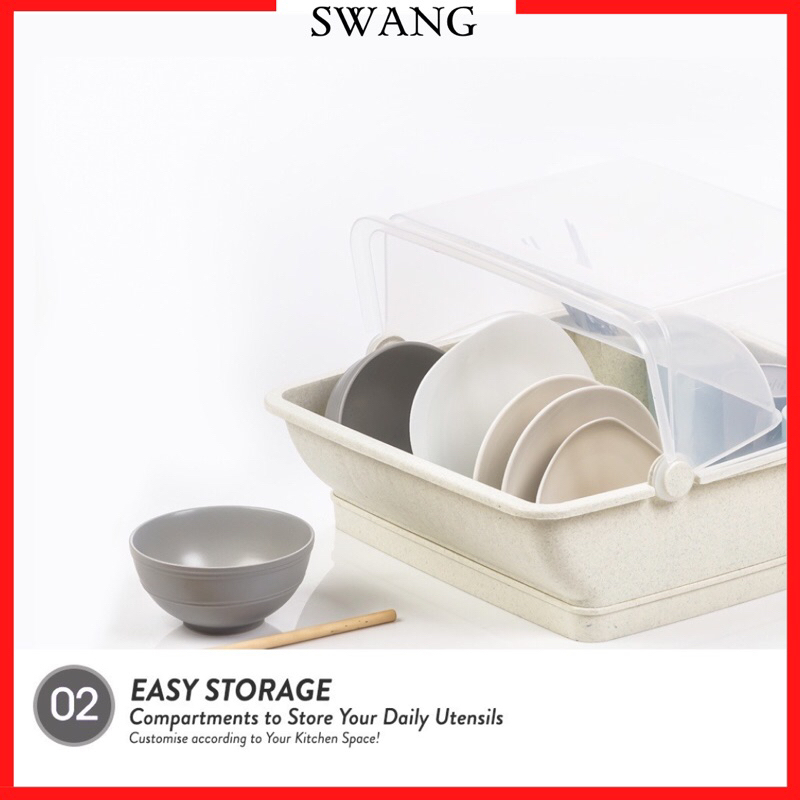 ELIANWARE Kitchen Dish Drainer With Cover, Multi Purpose Dish Rack, Cup ...