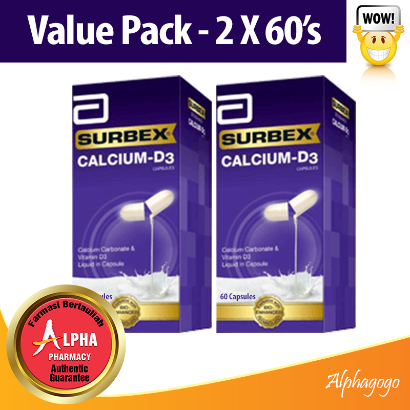 Surbex Calcium-D3 (30 Capsules / 60 Capsules / 2 x 60 Capsules | Shopee ...