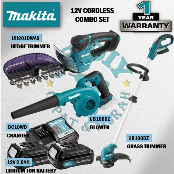 MAKITA 12Vmax Cordless RM1299 ( UH201DWAX Hedge Trimmer / UB100DZ Blower / UR100DZ Grass Trimmer ...