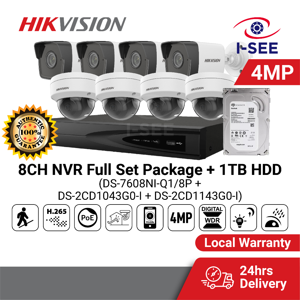 [Harga Borong] HIKVISION 4MP CCTV 8CH Recorder Set Package DS-7608NI-Q1 ...