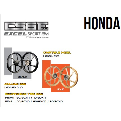 TAKASAGO EXCEL 6L LEGS WHEEL SPORT RIM SET FOR HONDA EX5 (CS6E-EX ...