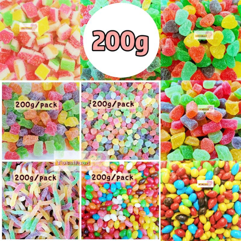 200g Gummy Gula Jelly[Bear/Ball/Strip/Star/Love] /Jelly Bean/ Kuaci ...