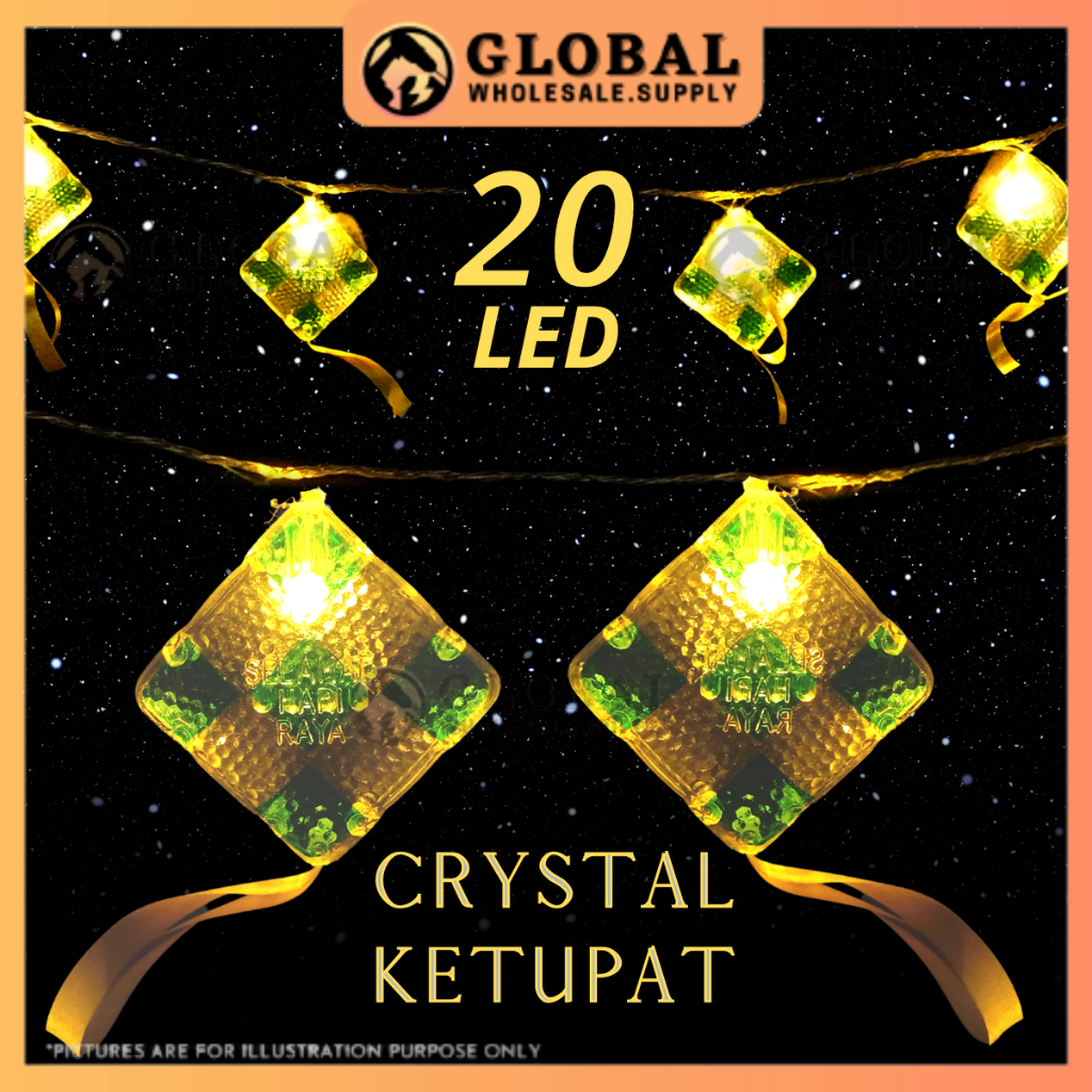 [PROMO RAYA] 20L 5M 50/70mm Crystal Ketupat LED Chasing Decoration ...