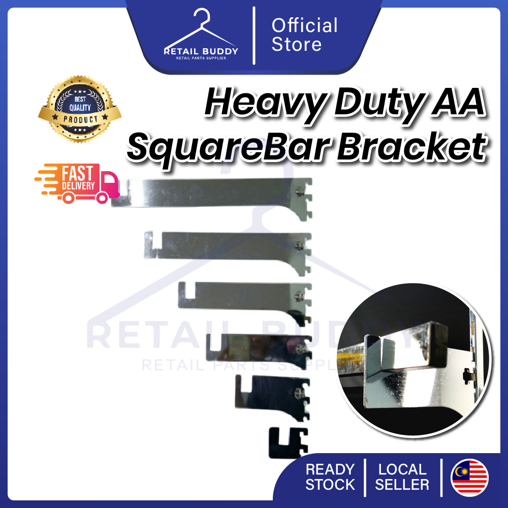 Chrome Steel AA System Square Bar Bracket Holder To Upright 50mm-300mm ...