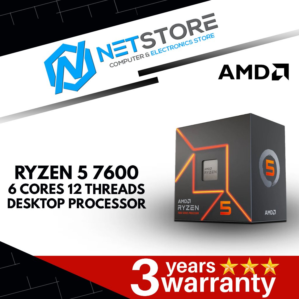 AMD RYZEN 5 7600 6 CORES 12 THREADS DESKTOP PROCESSOR 100-100001015BOX ...