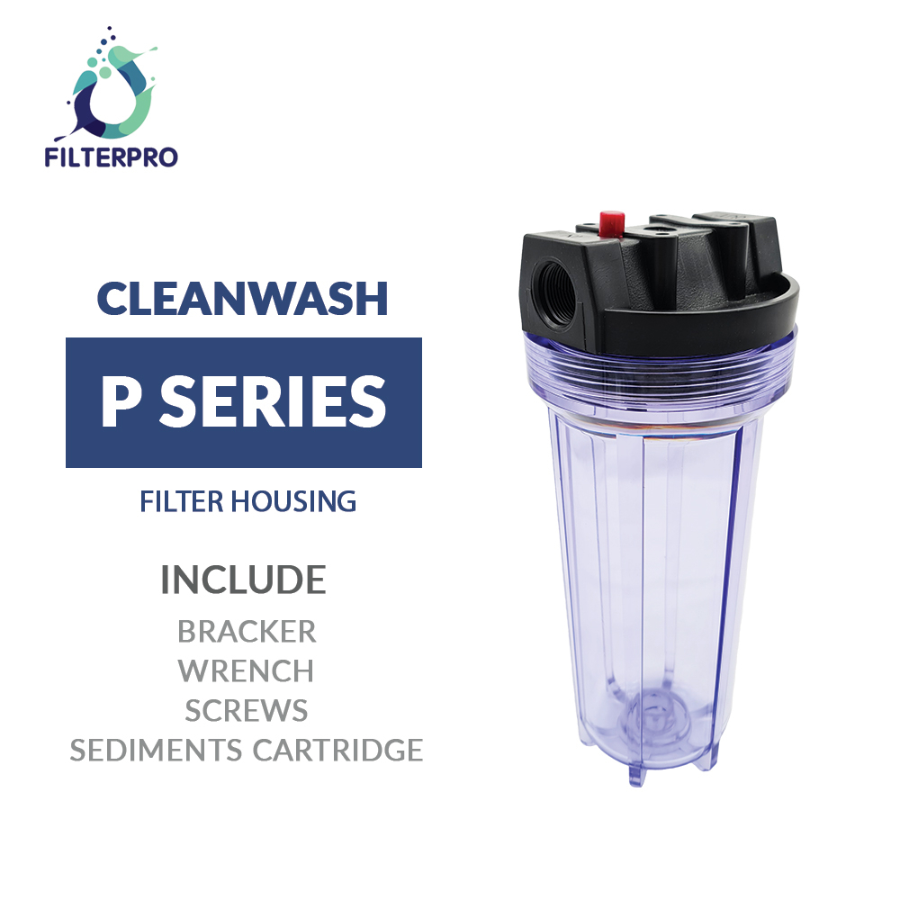 Cleanwash 10 Inch Thick Wall Water Filter Housing | 3/4" Port Clear Transparent Housing | PP ...