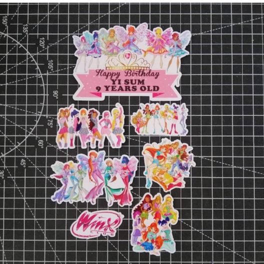 [CUSTOM NAME] Happy Birthday Cake Topper Winx Club Decoration Set Party ...