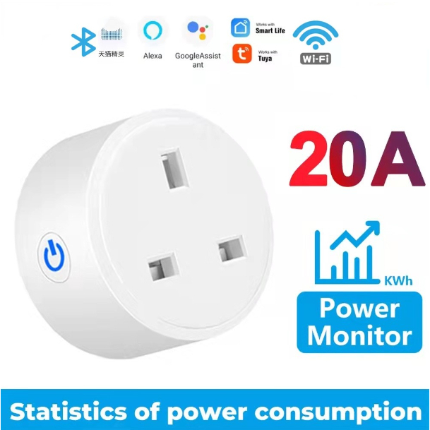 Smart WiFi Timer Plug Smart Power Socket Tuya Plug Power Monitor Voice Control Alexandra 20A 16A ...