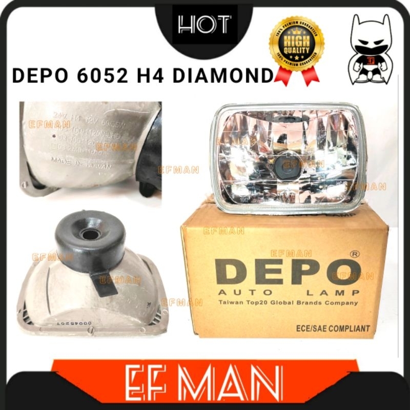 💯 ORIGINAL DEPO 6052 H4 DIAMOND HEAD LAMP 5" X 7" UNIVERSAL LORRY CAR ...